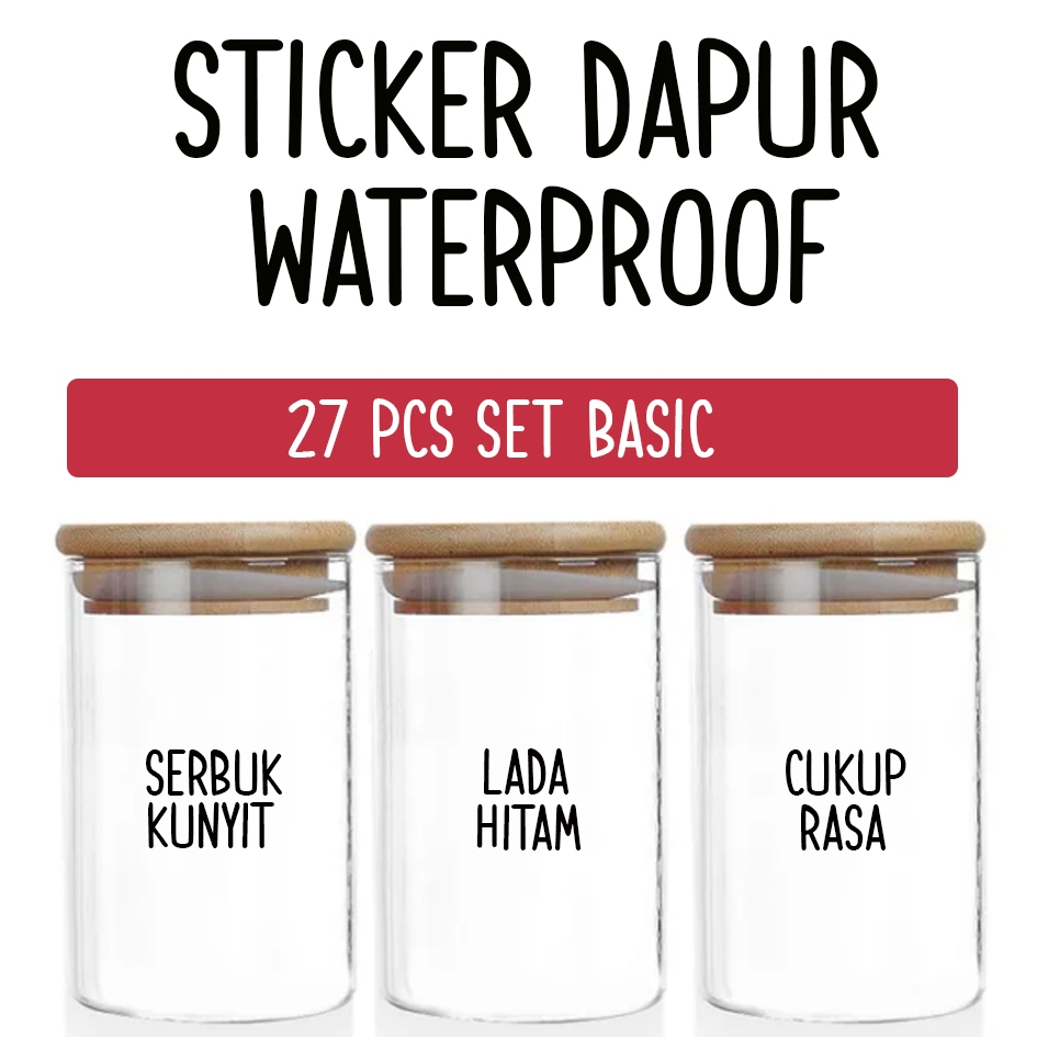 Sticker Dapur Waterproof Kitchen Label 27pcs Ready List Saiz 3cm x 5cm ...