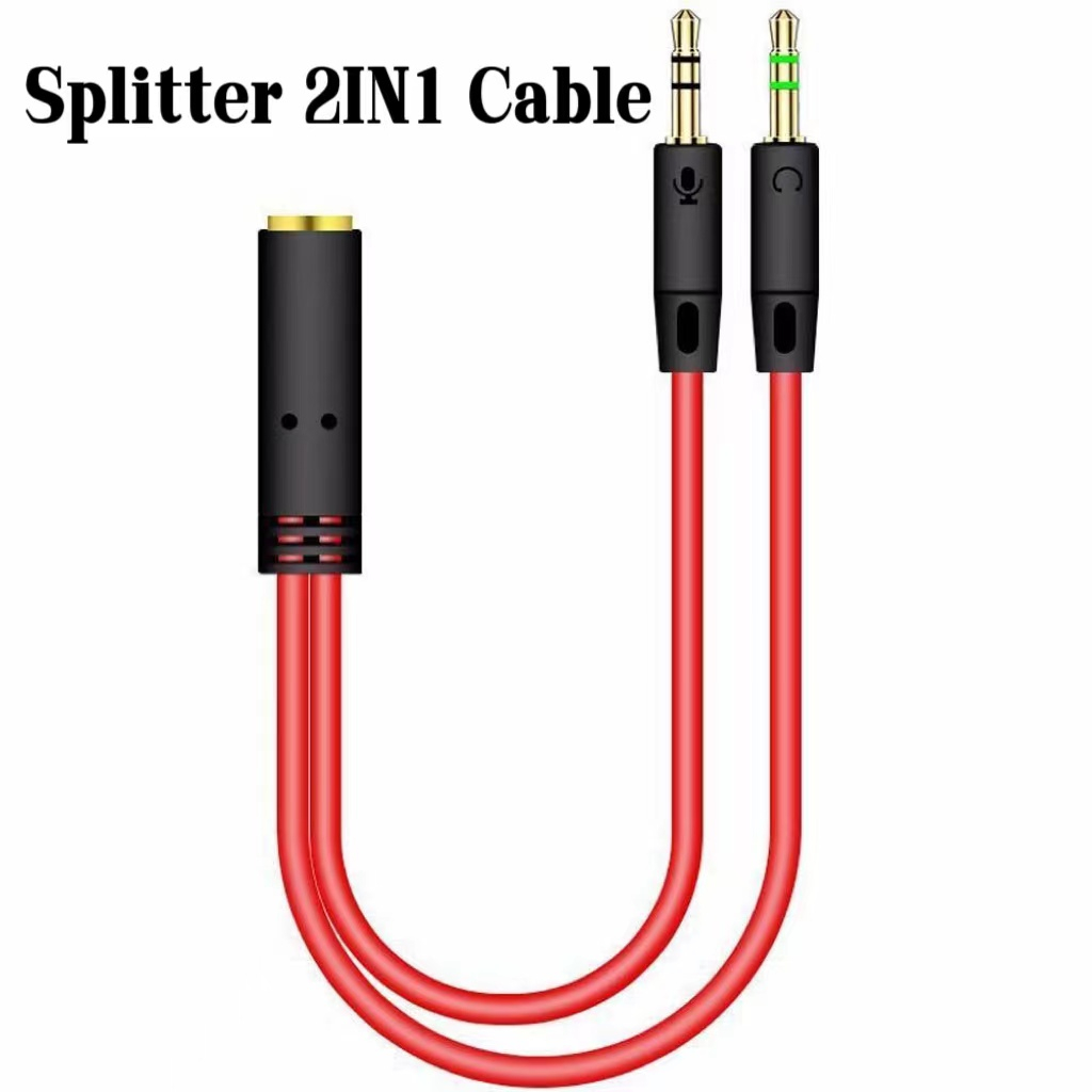 Adapter Jack Headset 2 in 1 Y Splitter Audio Cable 3.5mm Male To Female Computer Headset ...