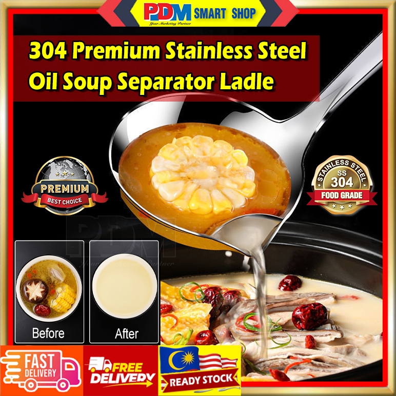 Pdm 304 Stainless Steel Oil Soup Separator Filter Ladle Colander Oil