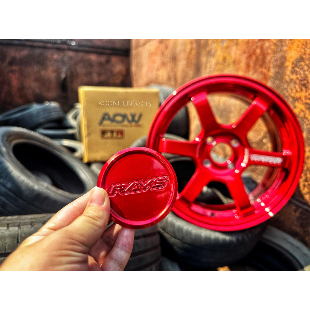 New Rim Cap Hubcaps for ORIGINAL AOW TE37 Wheels FLOW FORMING - 16Inch CANDY RED - Price for ...
