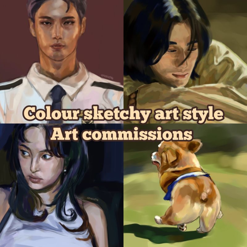 art commissions | sketchy art style | full color | portraits | Shopee ...