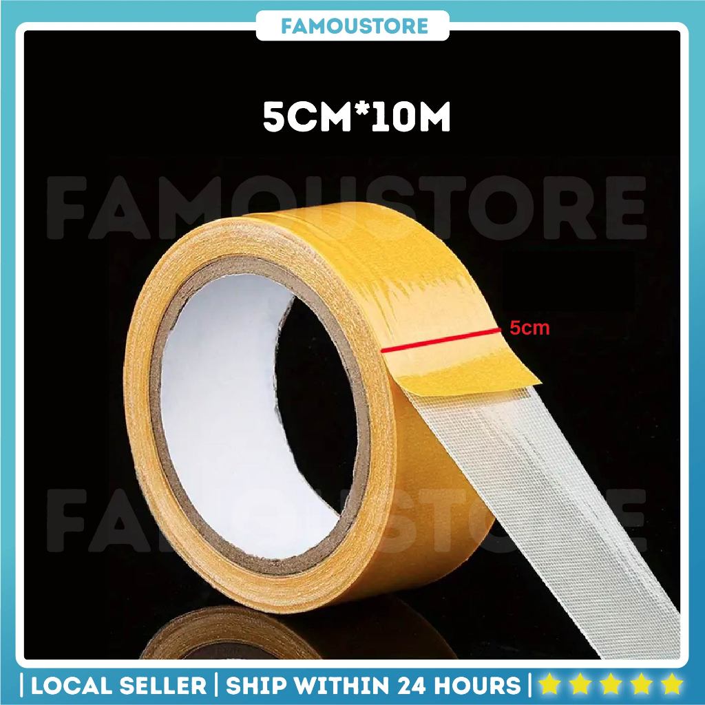10M Double Sided Tape Super Sticky Netted Cloth Based Transparent ...