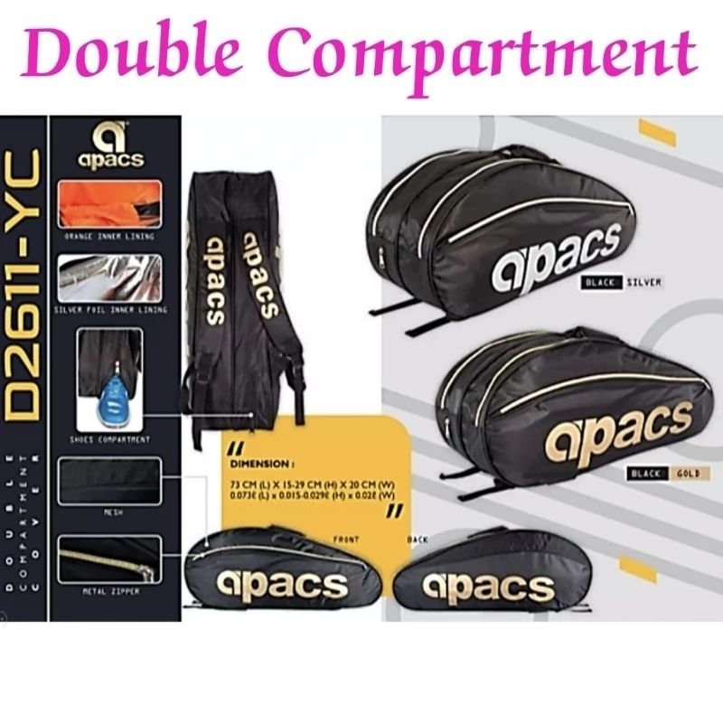 APACS DOUBLE COMPARTMENT BAGPACK ORIGINAL D2611 BADMINTON BAG by APACS ...