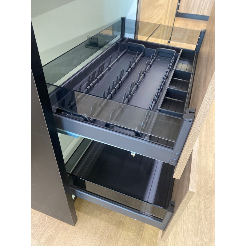 800 900MM Aluminium With Glass Pull Out Kitchen Basket Ready Stock ...