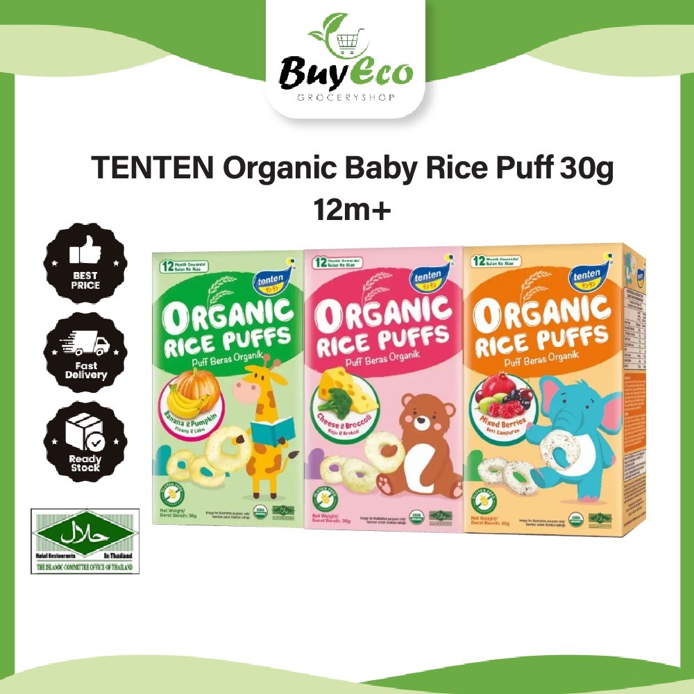 TENTEN Organic Rice Puffs 30g For 12M+ | Shopee Malaysia