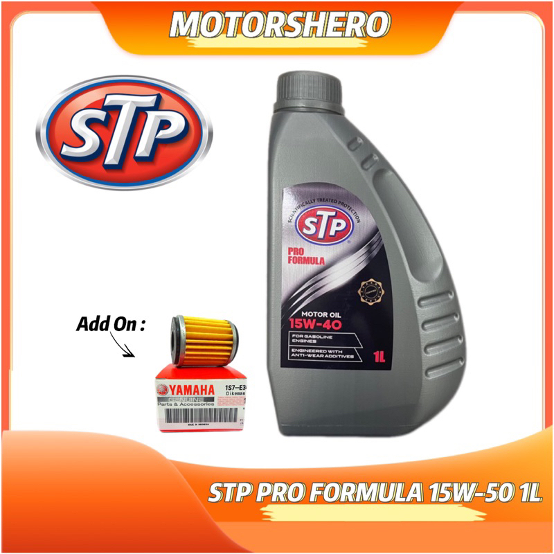 STP ENGINE OIL PRO FORMULA MINYAK HITAM 15W50 4T ADD ON OIL FILTER ...
