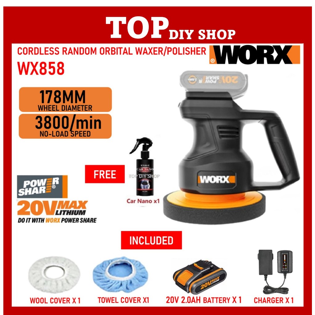 Worx WX858 Polish Car Machine Car Polish Variable Speed Auto Polish ...