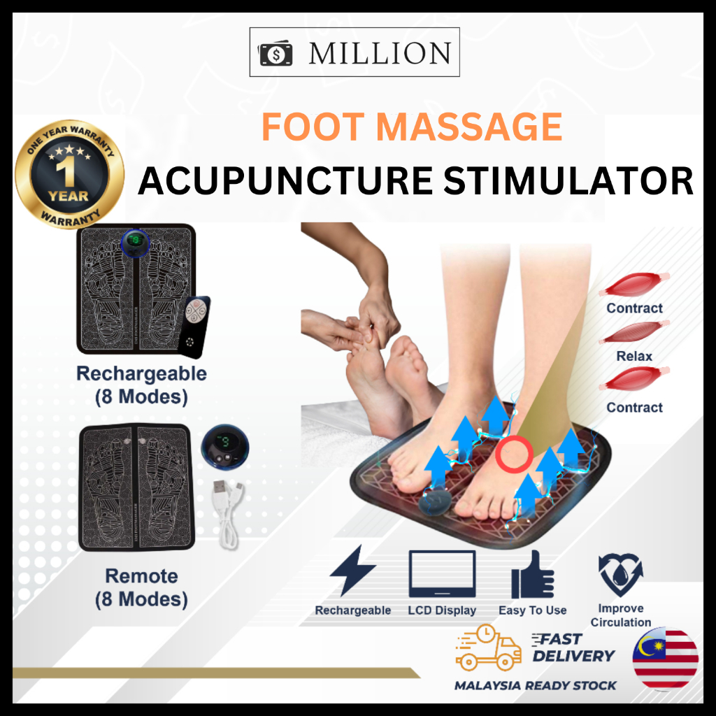 Million Foot Massage Ems Pad Feet Simulator Patch Detox Buang Toksin 1632