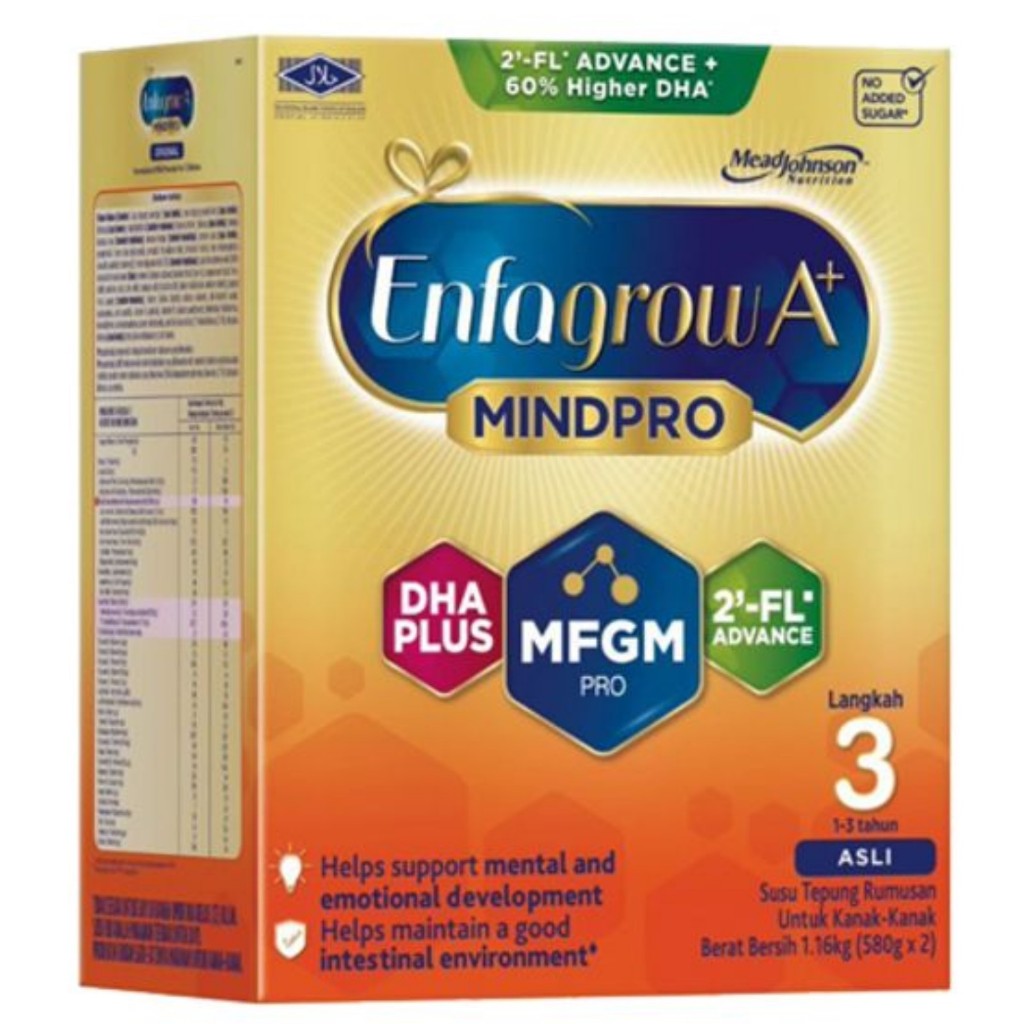 Enfagrow A+ Mindpro 2FL Step 3, (Asli) Original,( 2 x 580g) 1.16Kg ...