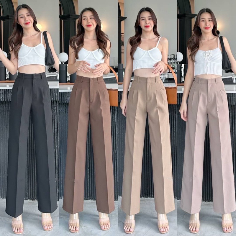 Premium Long Pants Women High Waist Slack Pants Woman Trousers Women ...