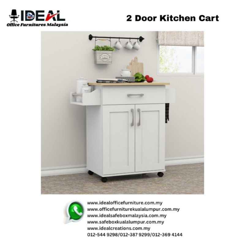 2 Door Kitchen Cart Almari Dapur Cabinet Dapur Almari Trolley | Shopee ...