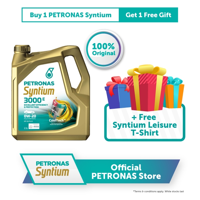 PETRONAS Syntium 3000 E 0W-20 Fully Synthetic Engine Oil API SN+ (3.5L ...