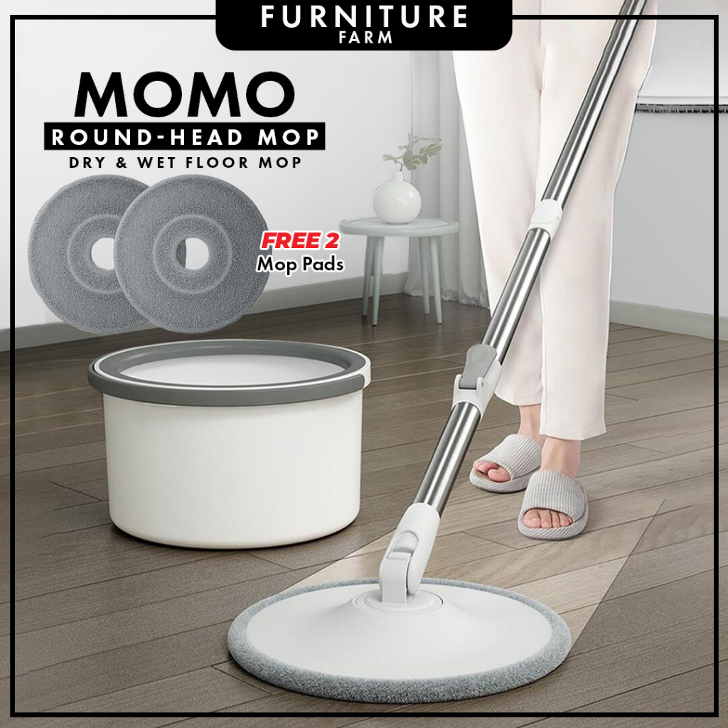 FF : Momo Spin Mop Flat Mop Round Head Floor Clean Water Separated Mop ...