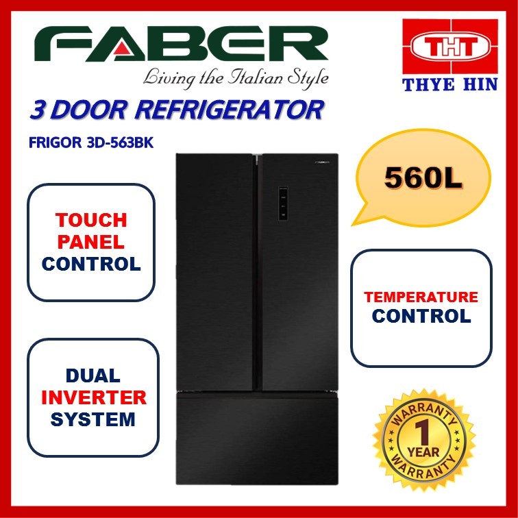 FABER 3 DOOR REFRIGERATOR FRIGOR 3D-563BK | Shopee Malaysia