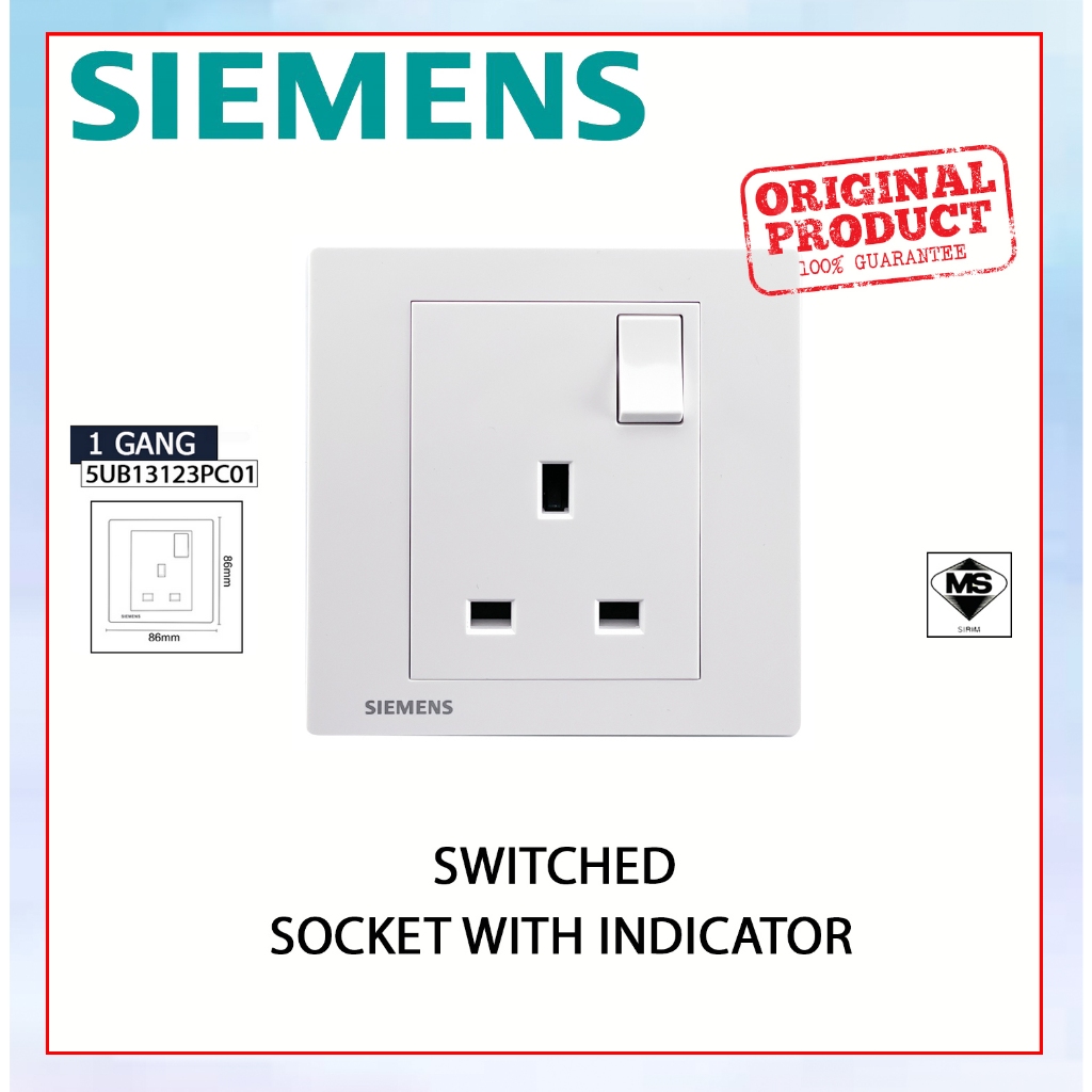 SIEMENS 13A 1 GANG SP SWITCHED SOCKET WITH INDICATOR WHITE 5UB1312 ...