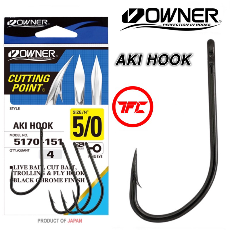 OWNER Aki Hook Salt Water Special Cutting Point 5170 Live Bait Trolling ...