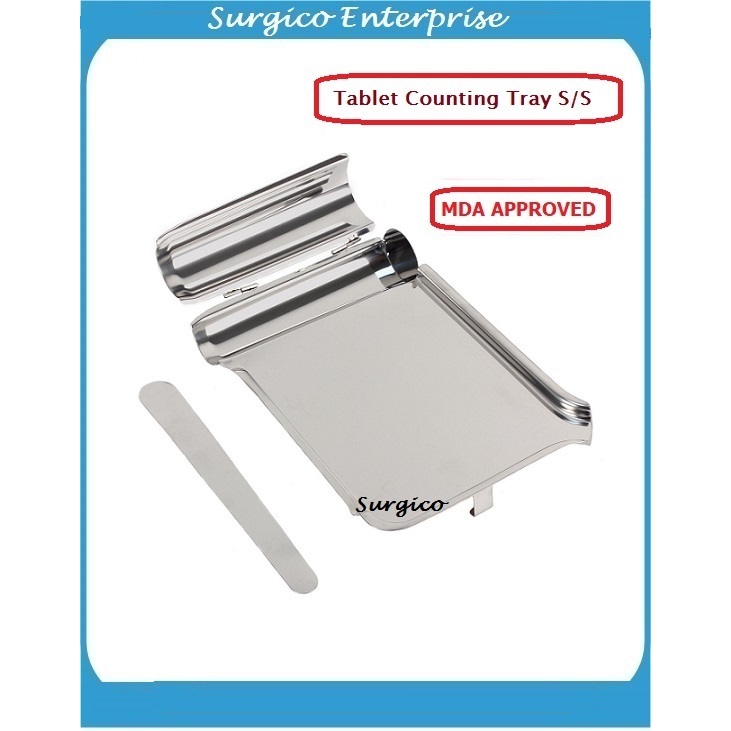 TABLET COUNTING TRAY STAINLESS STEEL WITH SPATULA- | Shopee Malaysia