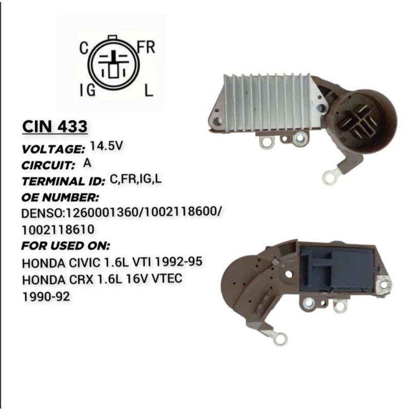 (CIN433/CIN1990) Regulator Alternator Honda SM4, SV4 4pin | Shopee Malaysia