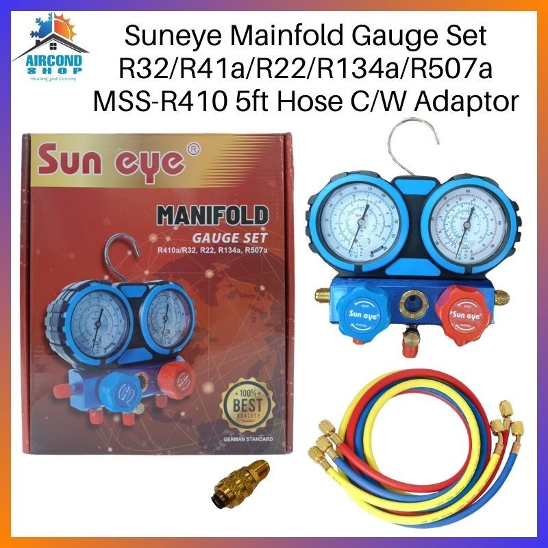 SUN EYE MANIFOLD DOUBLE GAUGE SET R32/R-410A/R-22/R134a/ R507a/ MSS ...