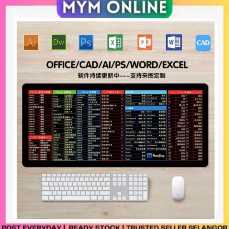 English🇲🇾Readystock🇲🇾 Shortcut key mouse Pad desk pad Gaming Mousepad ...