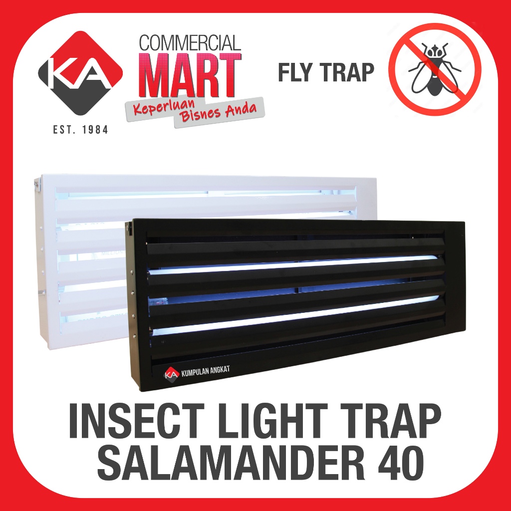 KA-MART STICKY SALAMANDER 40 BLACK / WHITE INSECT LIGHT TRAP (20W X 2 ...