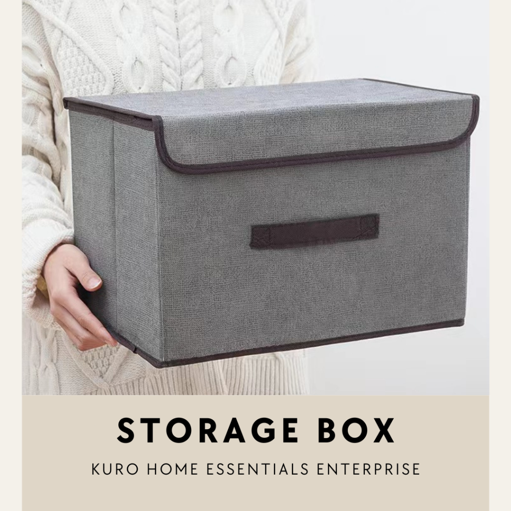 BUY 1 FREE 1 Foldable Clothes Storage Box basket with cover kotak ...