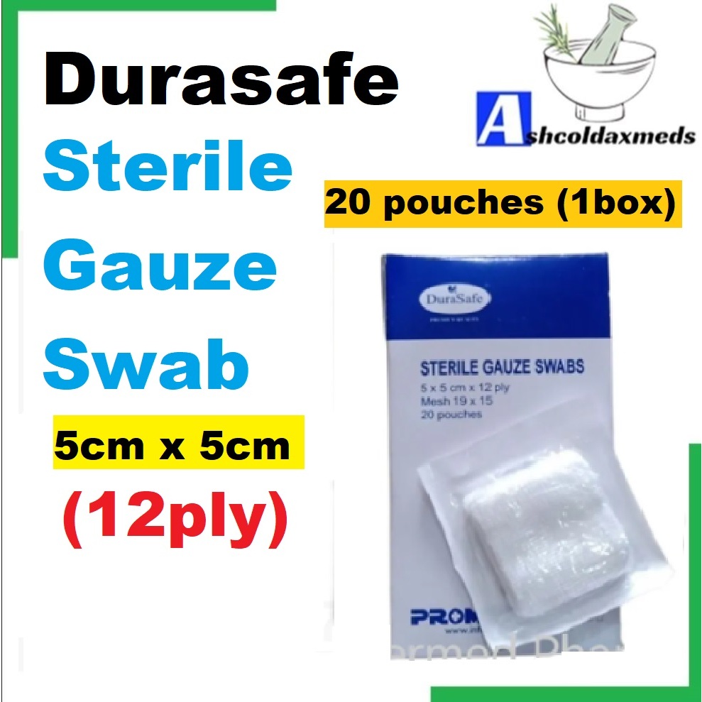(BOX) Sterile Gauze Swab 5cm x 5cm x 12ply (100% cotton) 20 pouches ...