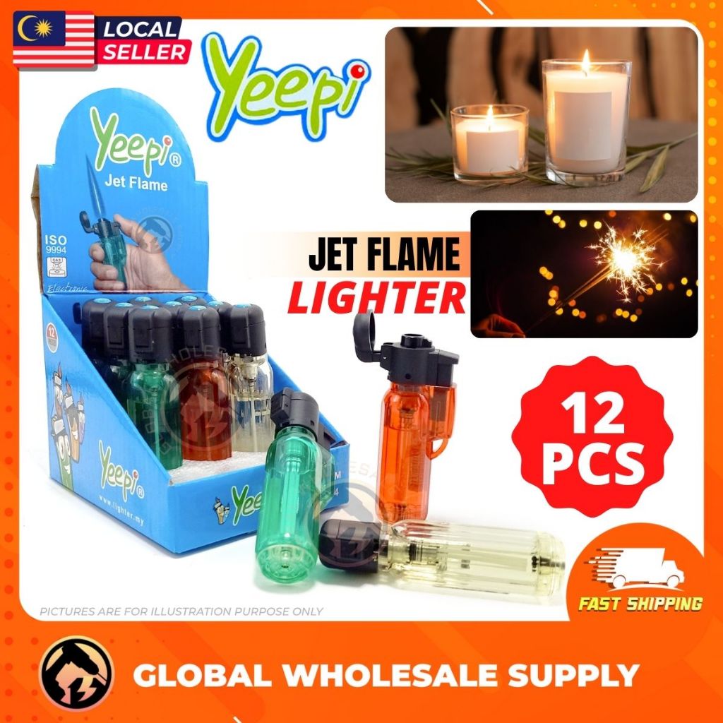 [12 PCS] YEEPI Refillable Lighter Jet Flame Gas Lighter Pemetik Api ...
