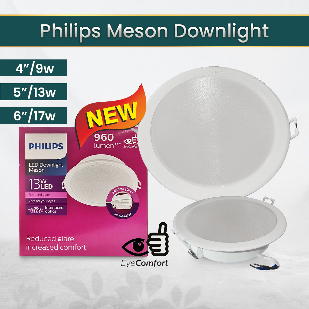 NEW Philips Meson Interlaced Optics Recessed Downlight 4"/5"/6" Lampu Siling Downlight 59449 ...