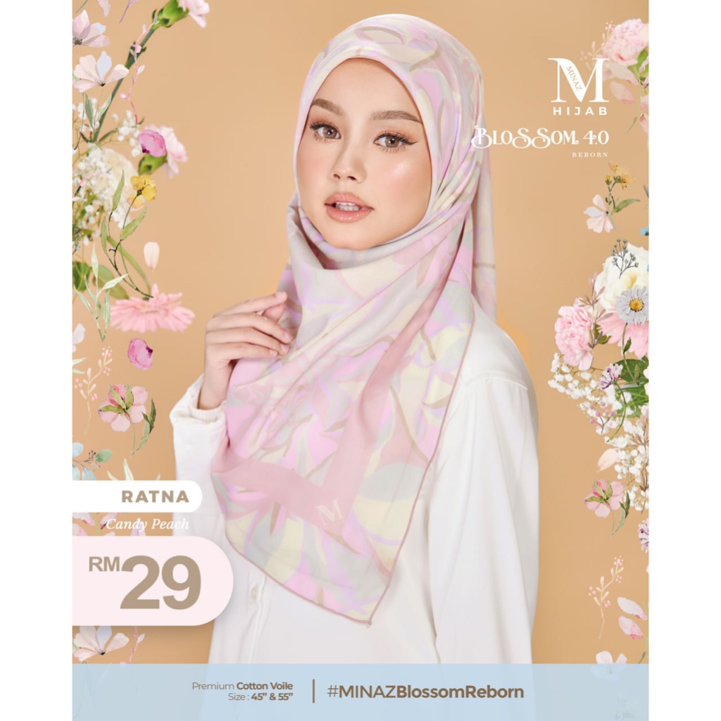 MINAZ HIJAB BLOSSOM 4.0 RATNA CANDY PEACH (BMP179) | Shopee Malaysia