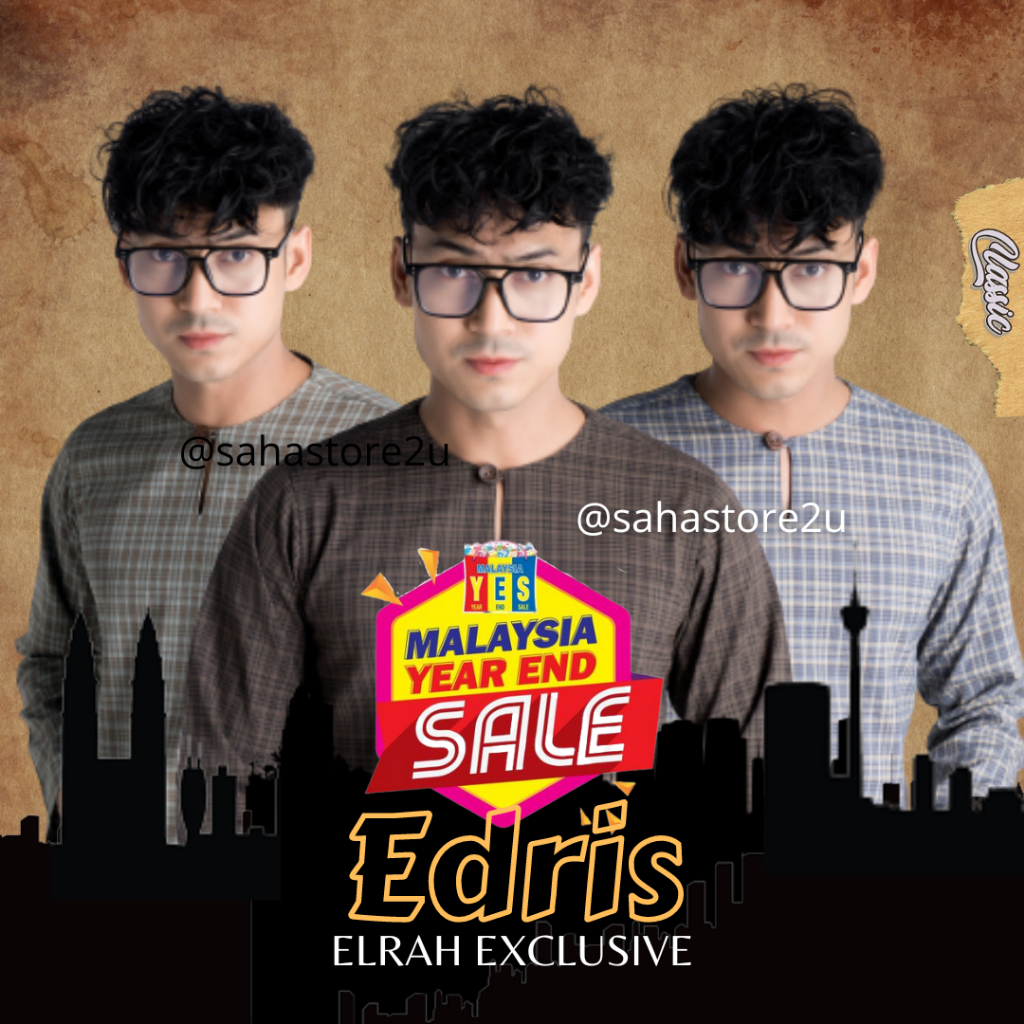 Kurta Klasik Edris Elrah Exclusive BAJU RAYA Blue Yellow Grey Mint Soft ...