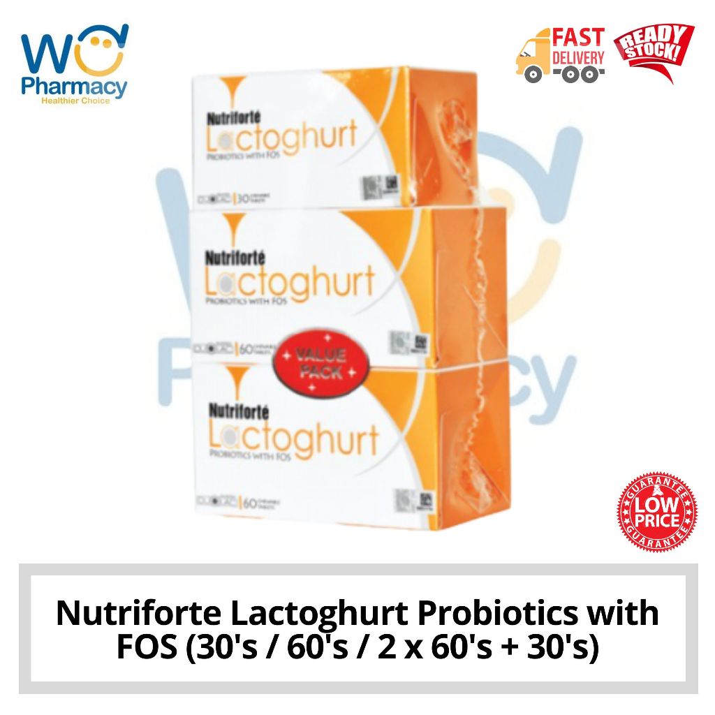 Nutriforte Lactoghurt Probiotics with FOS (30's / 60's / 2 x 60's + 30 ...