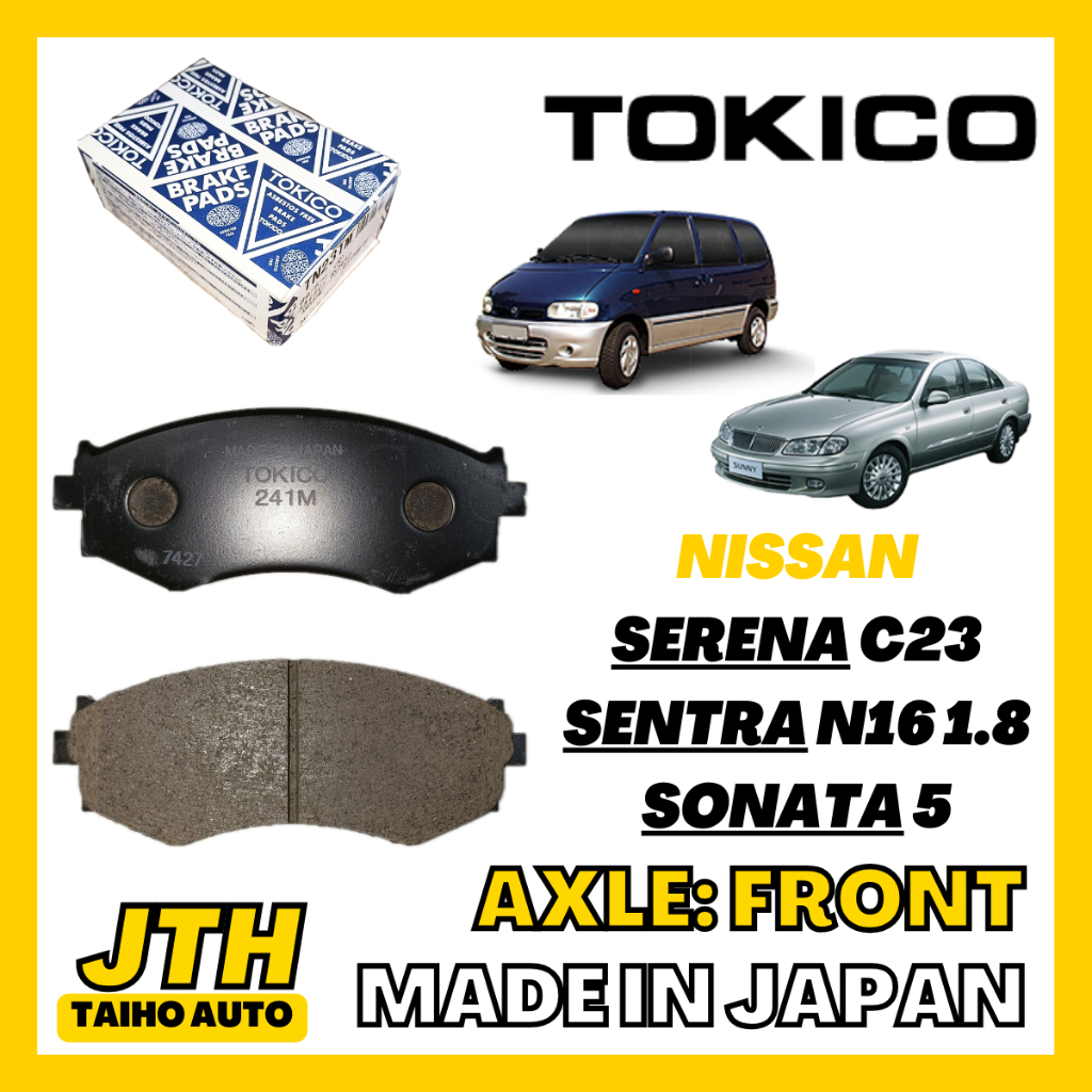TAIHOAUTO TOKICO Front Brake Pad Nissan Serena C23 Sentra N16 1.8 ...