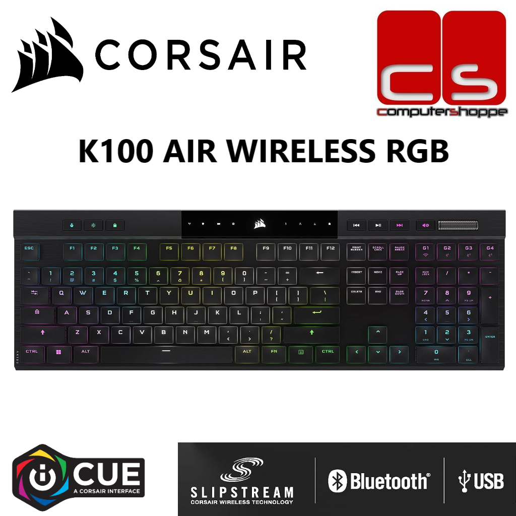 Corsair K100 AIR WIRELESS RGB Ultra-Thin Mechanical Gaming Keyboard ...