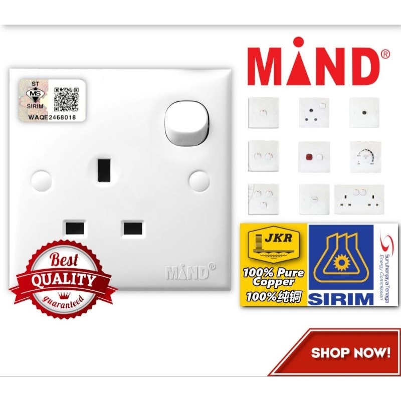 MIND 2K SERIES SWITCHES & SOCKET SIRIM & JKR APPROVED | Shopee Malaysia