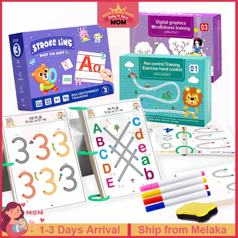 Kid Magical Tracing Workbook Educational Toy with Erasable Pen Drawing ...