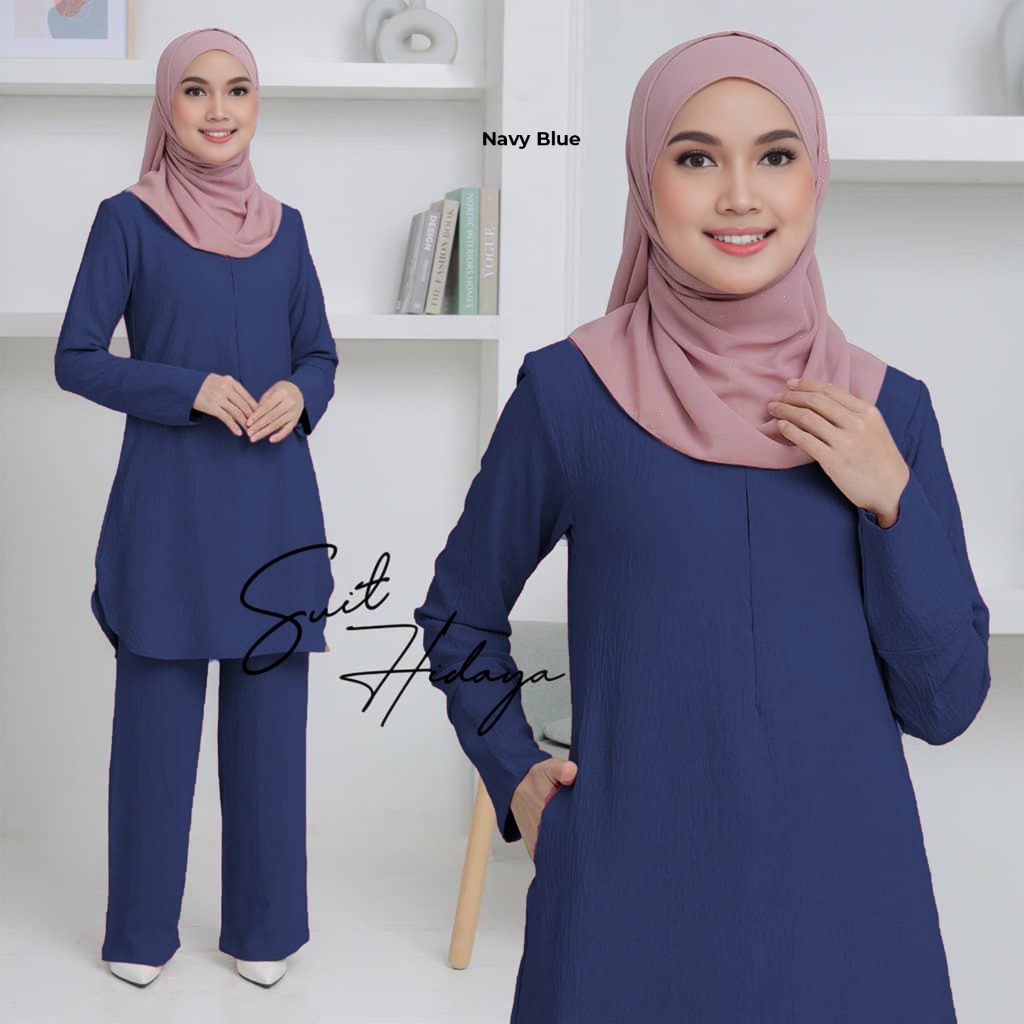 SUIT HIDAYAH IRONLESS KAIN CEY CREPE ADA POCKET, PLUS SIZE, MUSLIMAH ...