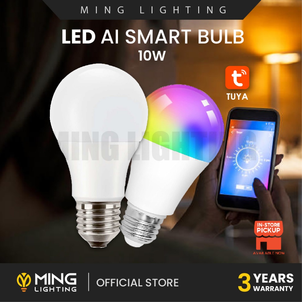 LED E27 Smart LED Bulb 10W AI Phone Control Mentol Lampu Energy Saving Table Lamp Ceiling Down ...