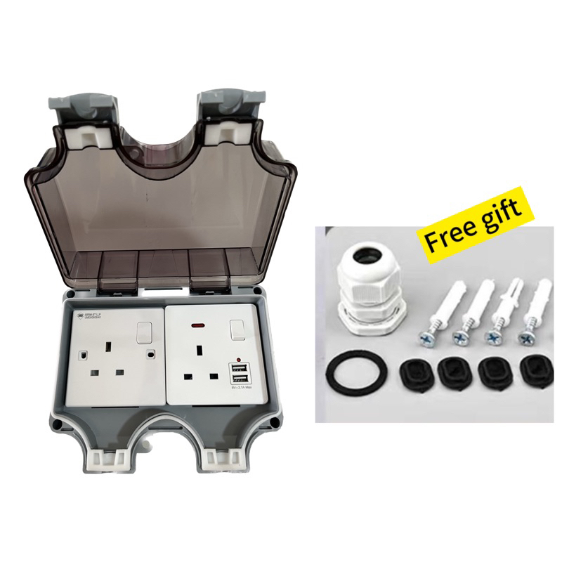 ️EXTRA DEEP ️IP66 WATERPROOF cover wall socket set with UMS 13A Sirim ...