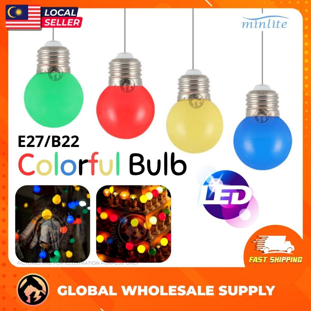 3W E27 B22 Mentol Ping Pong Color Bulb Mentol Berwarna Mentol Raya ...