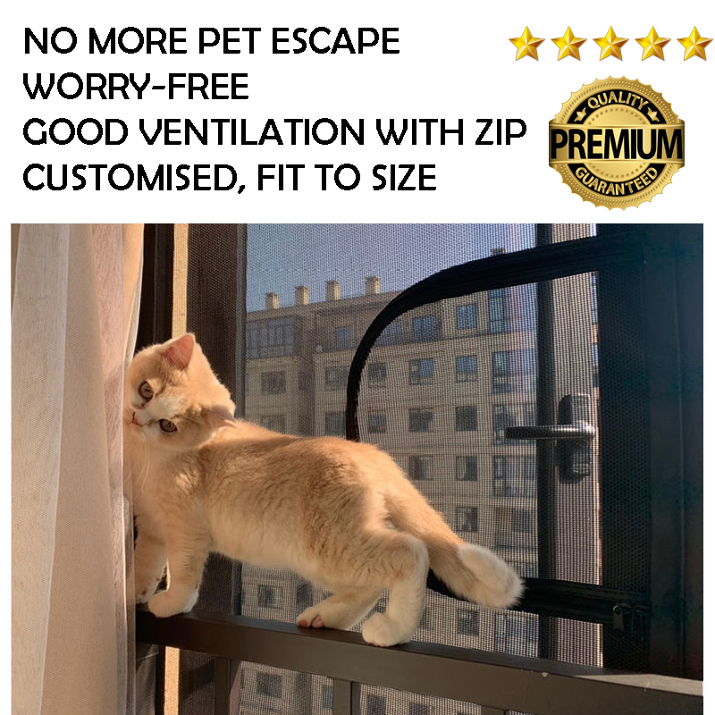 Strong Window Net suitable for Pet Cat Dog with Zip Self-Adhesive Anti ...