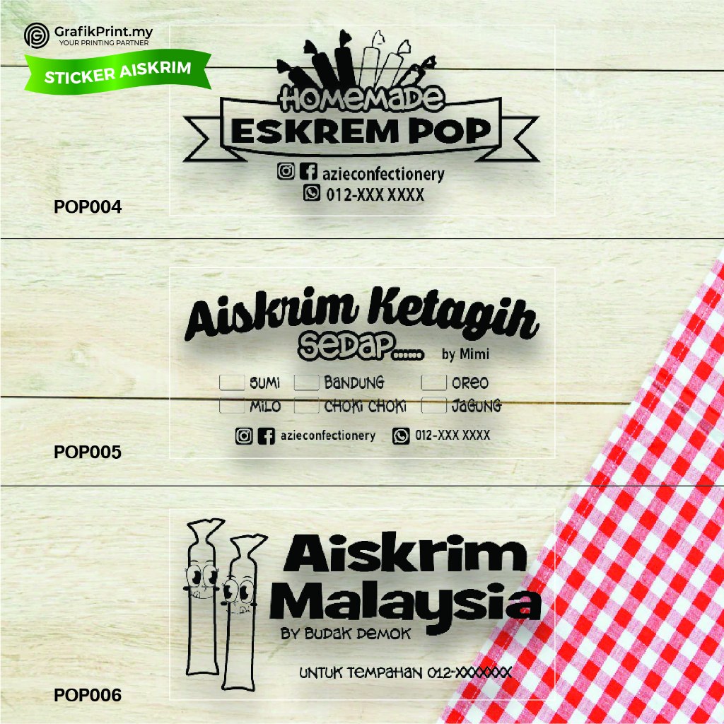 Sticker Ais Krim Malaysia, Ais Ikat Simpul Plastik | Shopee Malaysia