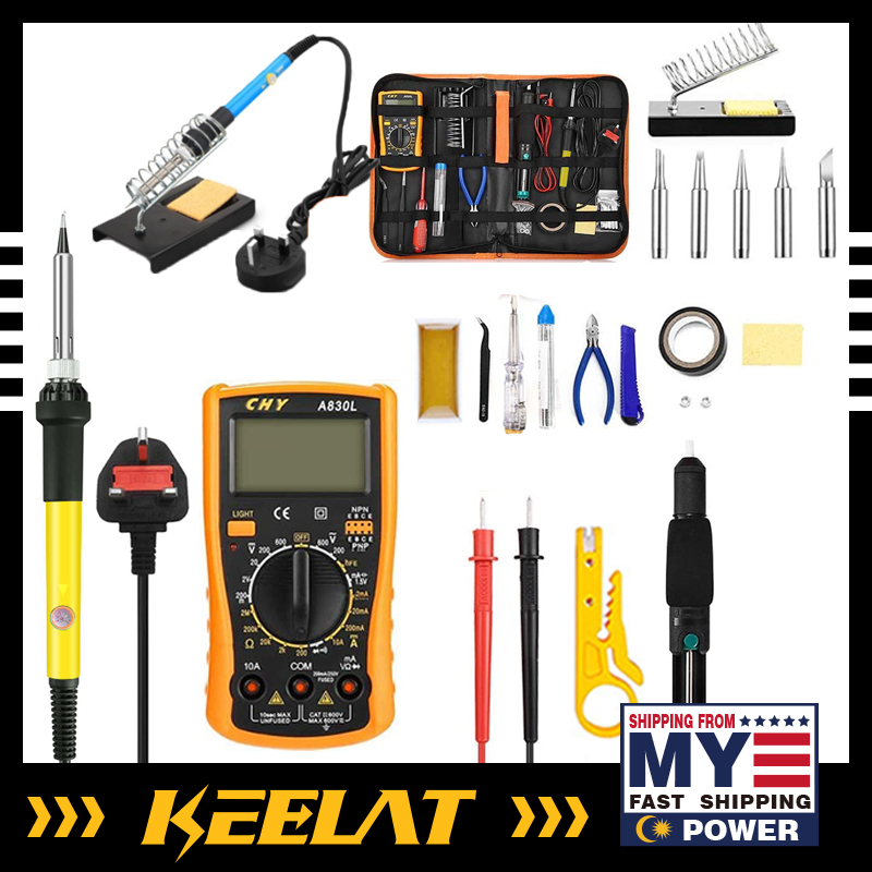 KEELAT 20Pcs Electric Soldering Iron 60W High Power Multimeter Set 200-450°C Adjustable ...