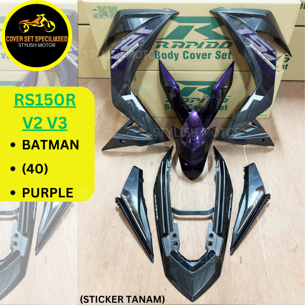RAPIDO COVER SET BATMAN RS150R ORIGINAL V1 V2 V3 BAT MAN BLACK BLUE ...