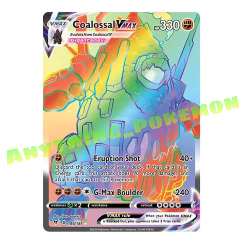 Pokemon Card - Coalossal VMAX (189/185) - Hyper Rare - Sword&Shield ...