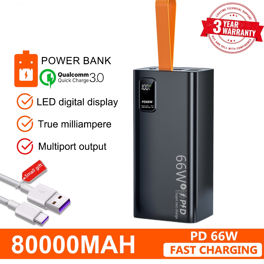 V380 High Quality 66W Super Fast Charging Power Bank K7 Black/White QC ...