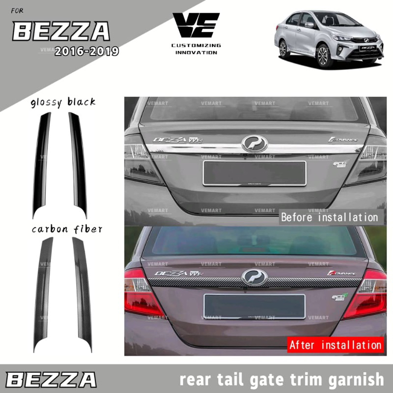 Vemart perodua bezza 2016-2018 car rear tail gate trim garnish ...