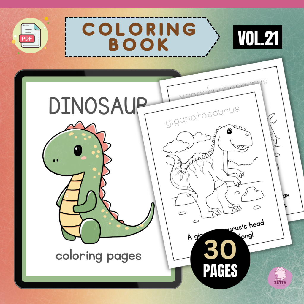Dinosaur Fun Facts Coloring Book Worksheets Printable Coloring Book for ...