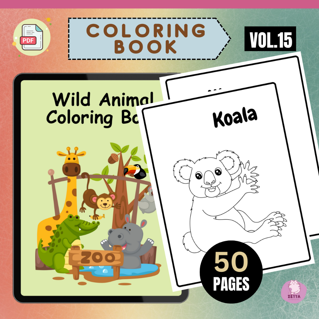 Wild Animal Coloring Book Printable Coloring Book for Kids Stress ...