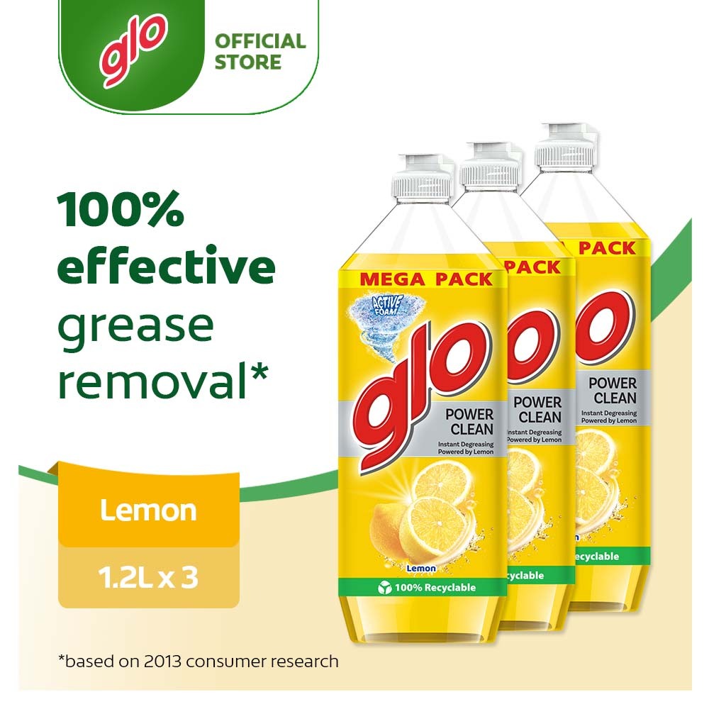 [Bundle of 3] Glo Active Foam Lemon Dishwashing Liquid 1.2L | Shopee ...